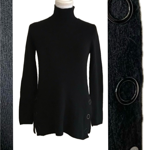 Max Studio | Sweaters | Max Studio Black High Neck Snap Side Sweater S ...